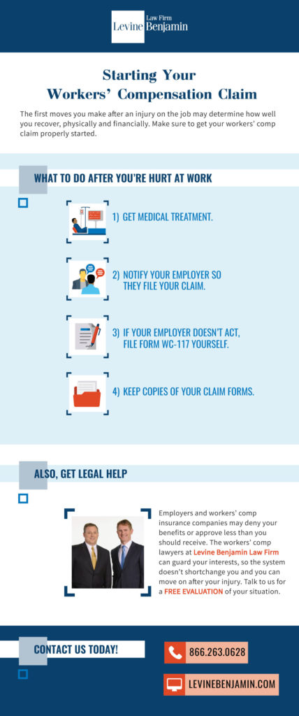 Starting Your Workers’ Compensation Claim Infographic - Levine Benjamin